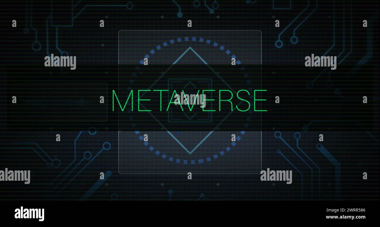 Image of metaverse text, circuit board and data processing Stock Photo - Alamy