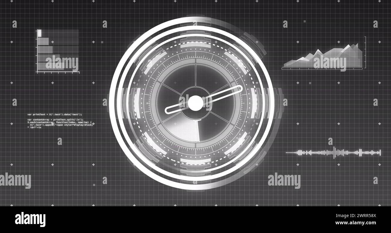 Image of clock, scope scanning and data processing Stock Photo - Alamy