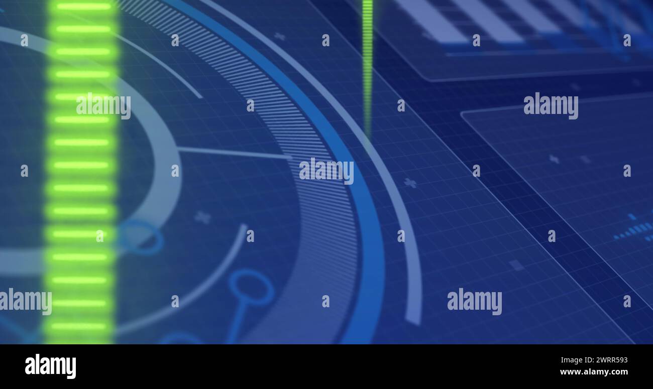 A digital interface displays futuristic technology elements Stock Photo ...