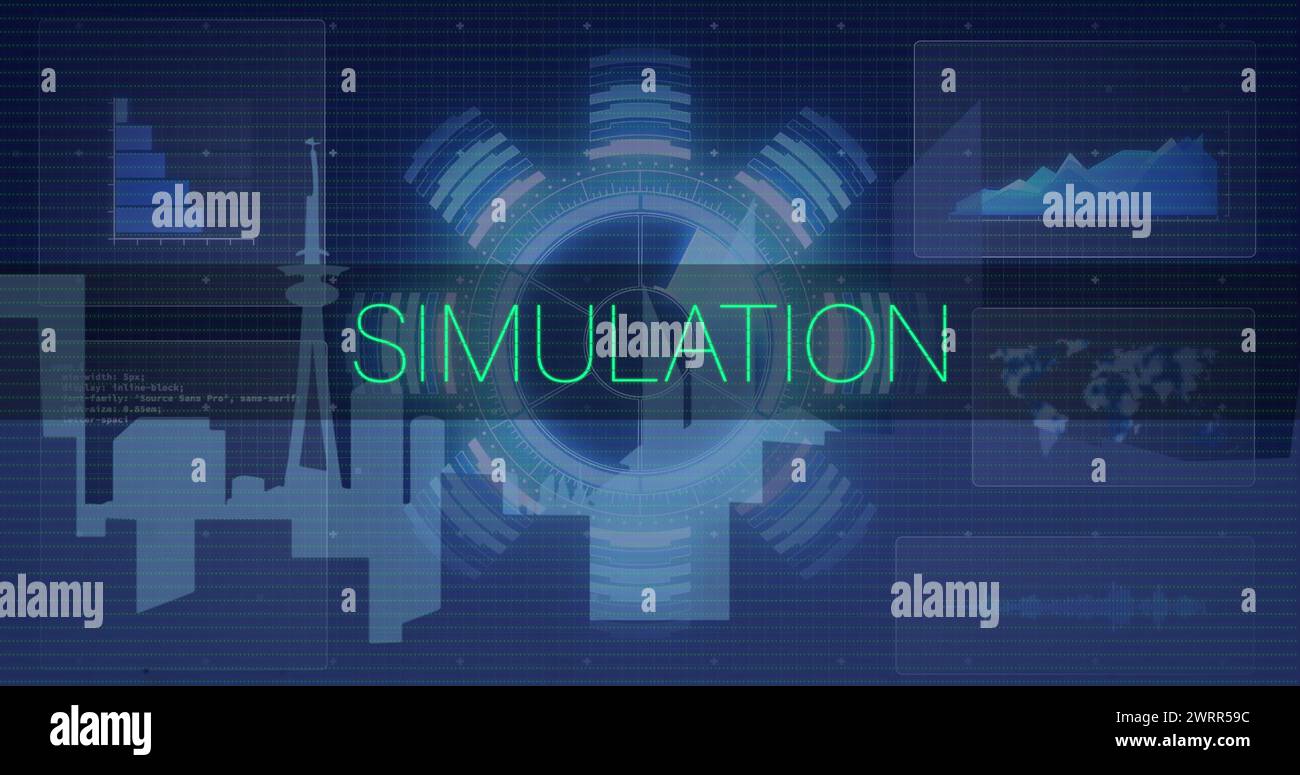Image of simulation text and data processing Stock Photo - Alamy