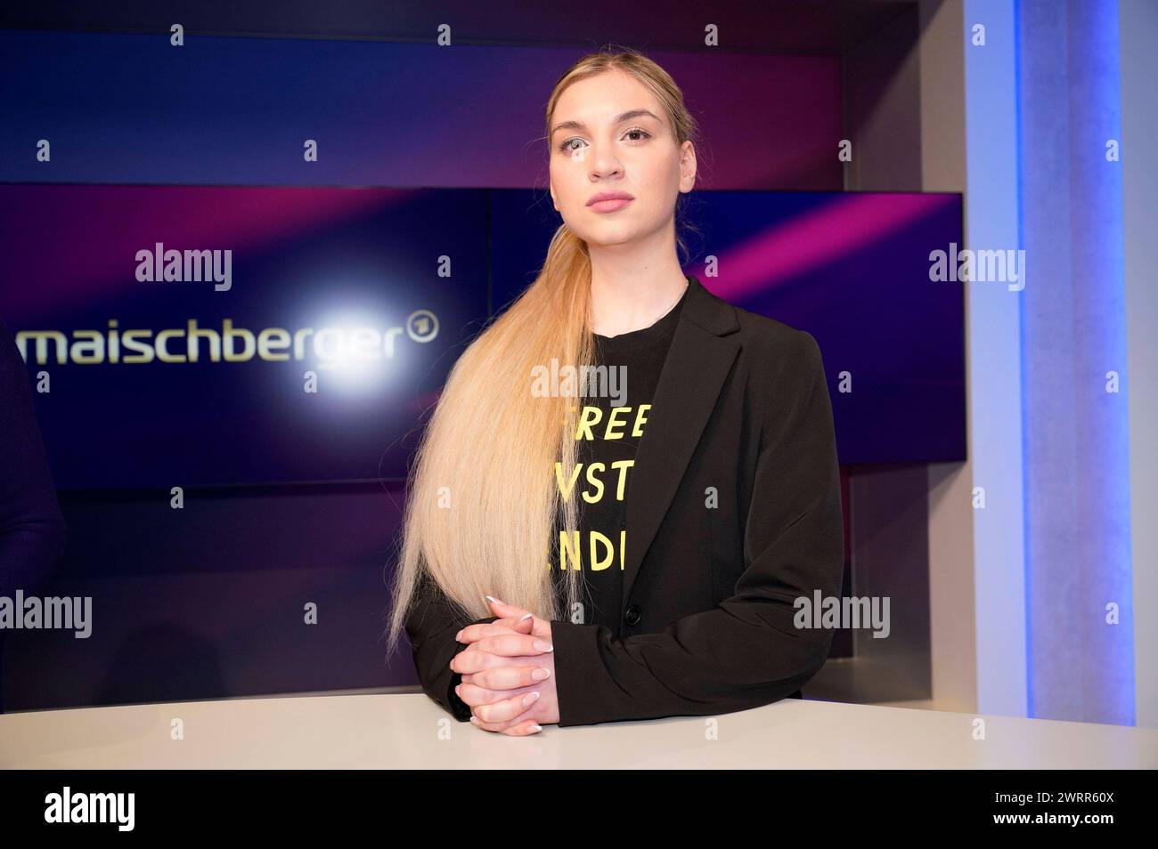 Anna Zaitseva in der ARD-Talkshow maischberger im Studio Berlin Adlershof. Berlin, 13.03.2024 ...