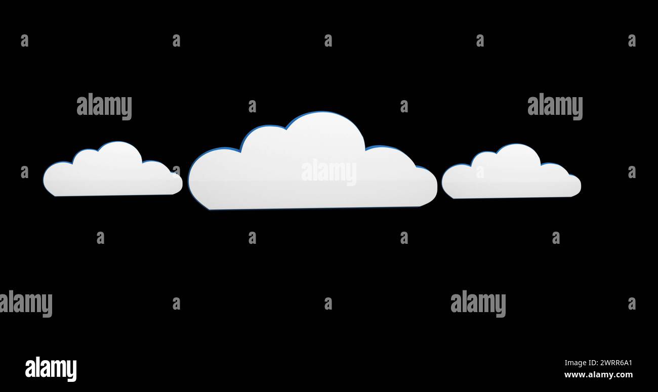 Digital image of three white clouds hovering in the screen against a ...