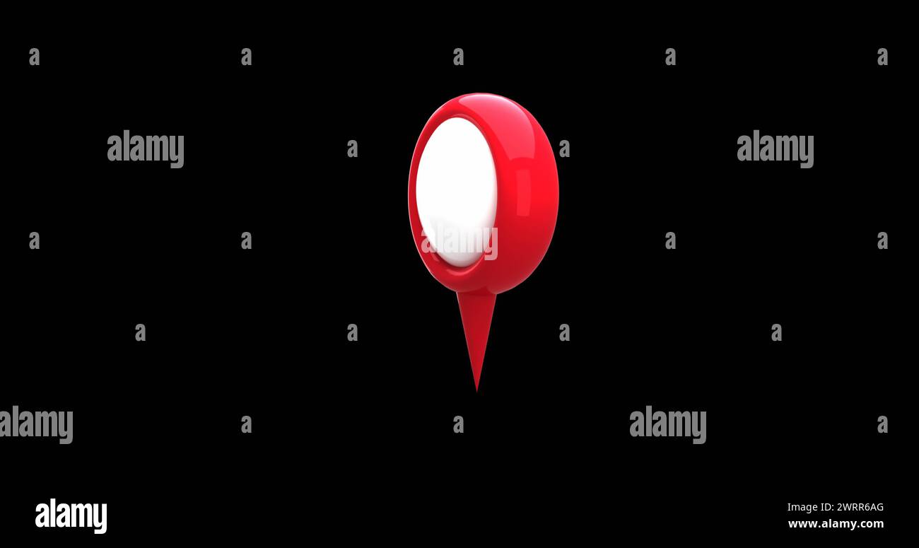 Red map pin icon zooms and hovers on black background in 4K Stock Photo ...