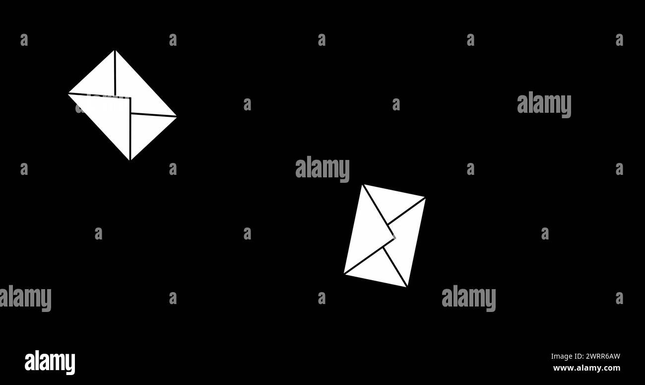 Digital image of white message envelope icons falling in the screen ...