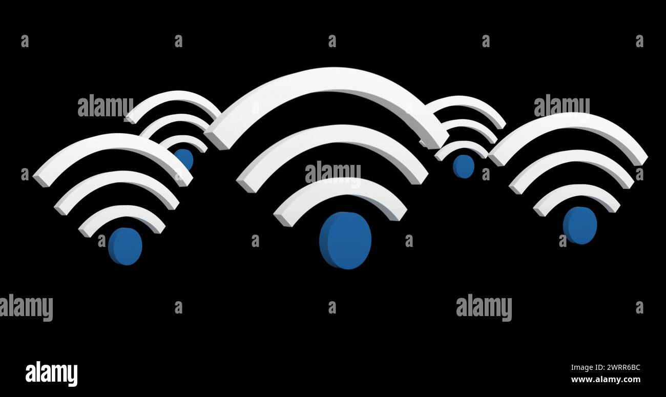 Digital image of WiFi symbols in a black background 4k Stock Photo - Alamy