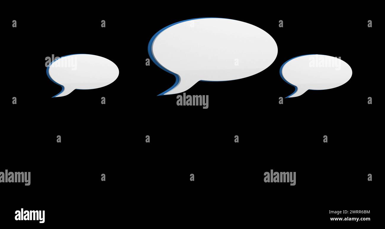 Digital image of white message bubble icons hovering in the screen ...