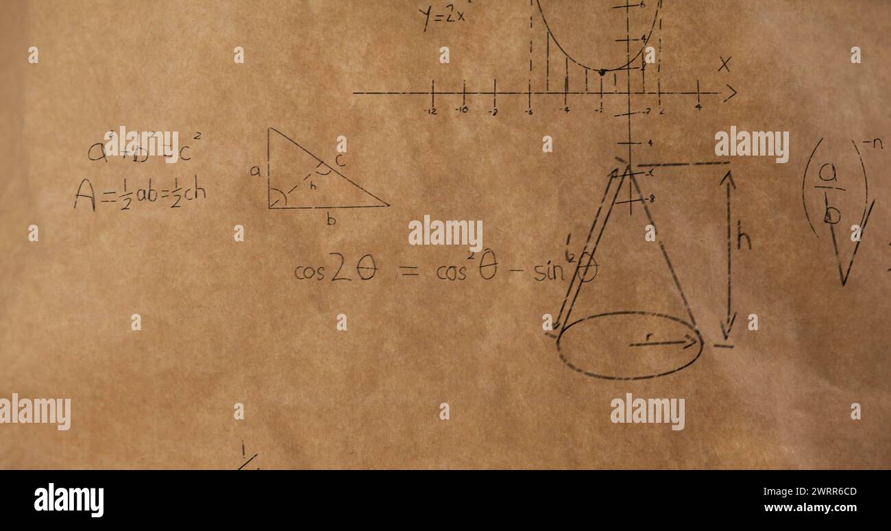 Math Equations And Figures Animate On A Brown Background For A 4k Back