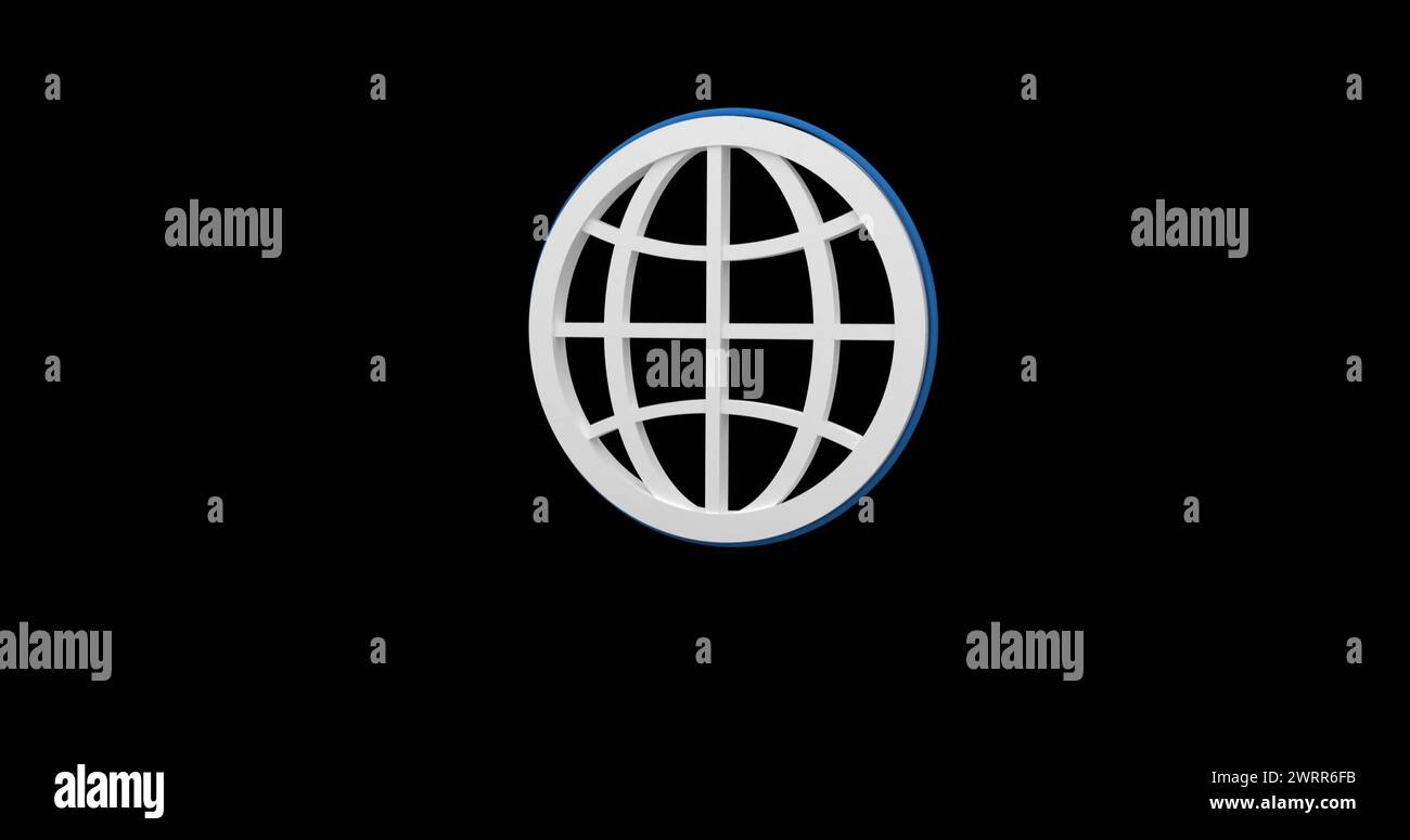 Digital image of a globe icon moving against a black background 4k ...