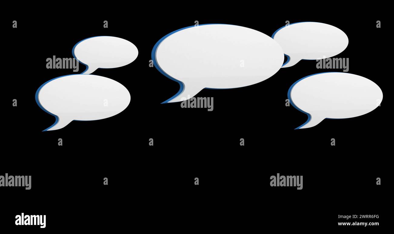 Digital image of white message bubble icons hovering in the screen ...