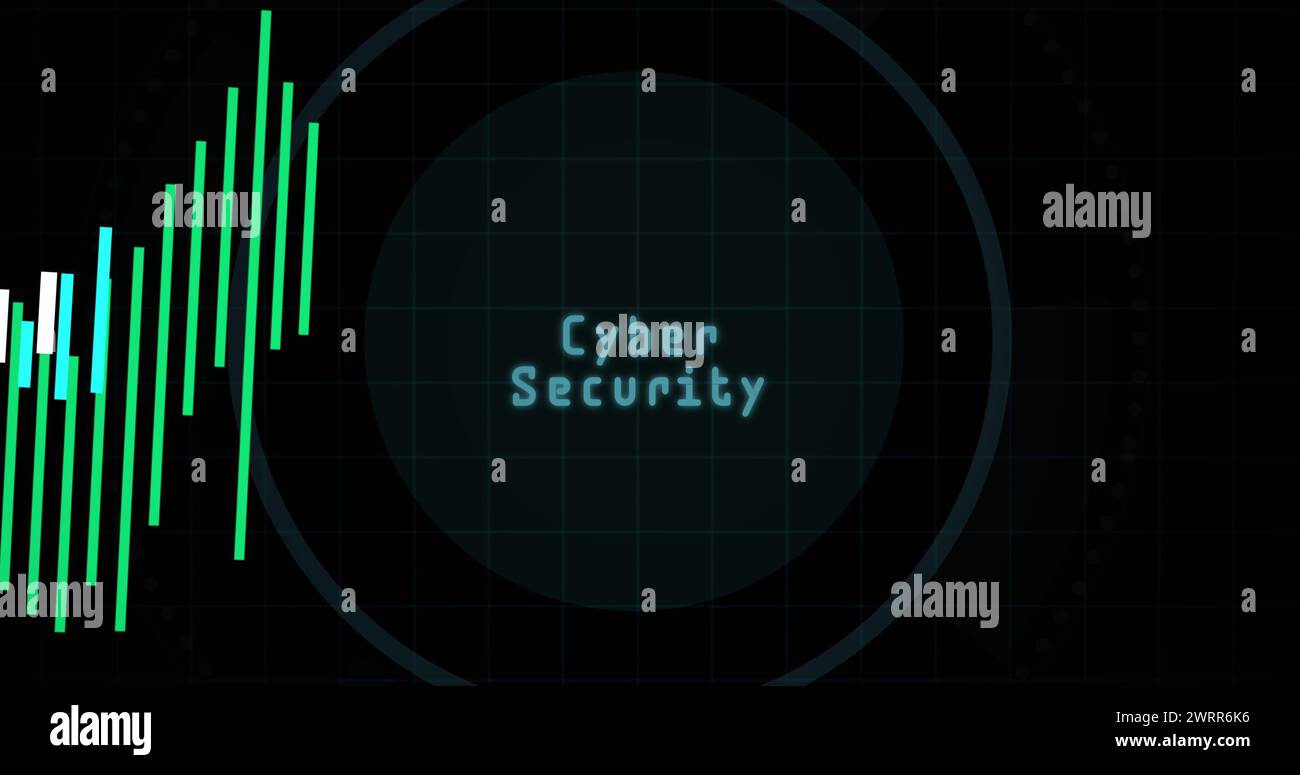 Statistical Data Processing And Cyber Security Text Over Round Scanner Against Black Background 