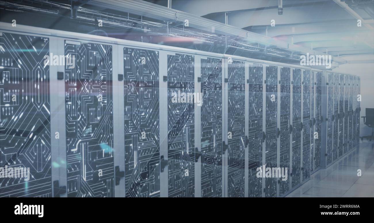 Image of data processing over server room Stock Photo - Alamy