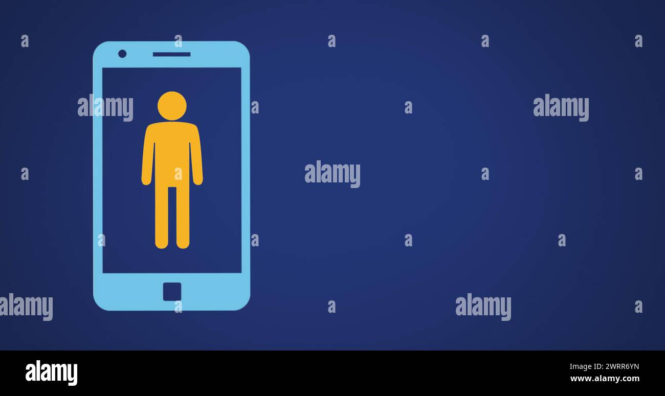 A graphic of a human figure displayed on a smartphone screen Stock ...