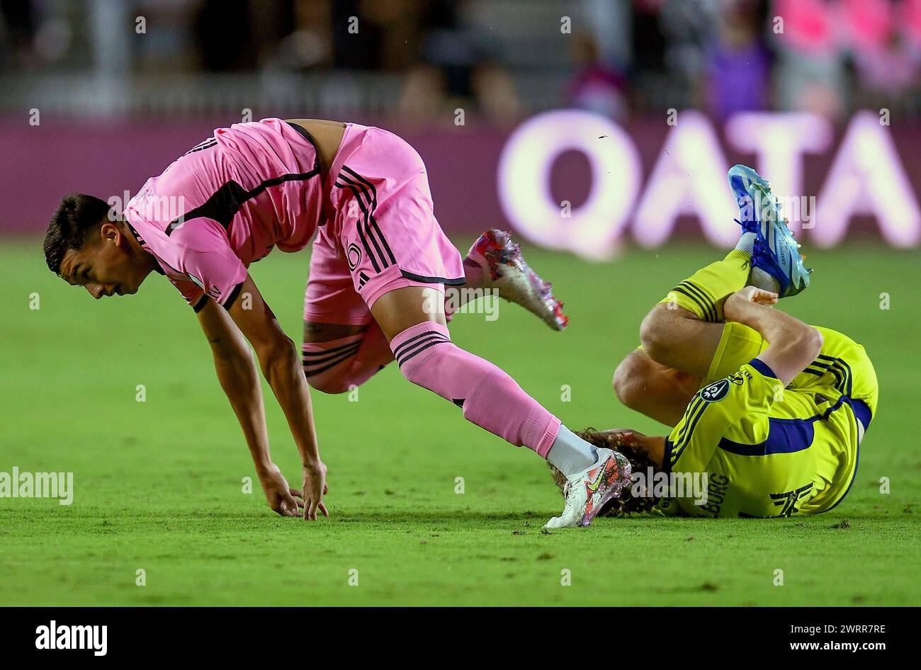 Inter Miami midfielder Tomás Aviles is tripped by Nashville SC forward ...