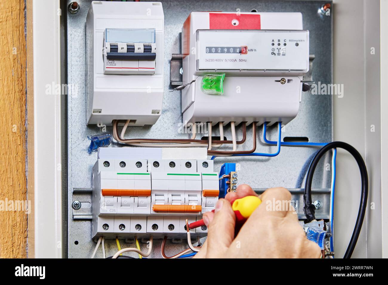 Wiring installation in rural house, connect three-phase power cable for ...