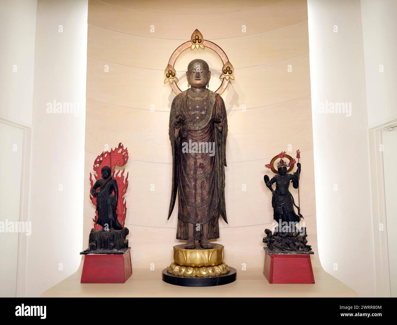 A picture shows the Standing wooden statue of Jizo Bosatsu(Kshitigarbha ...