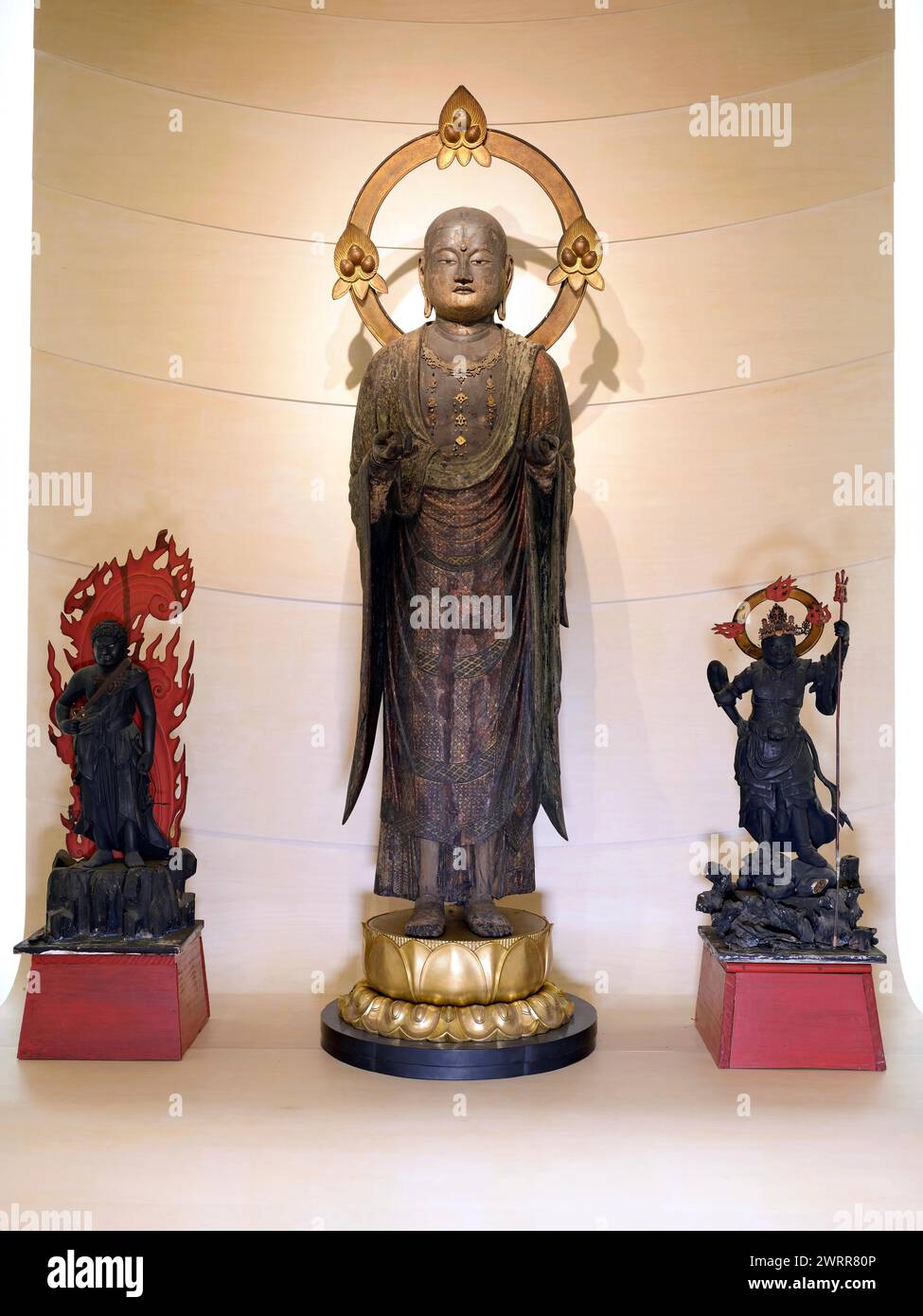 A picture shows the Standing wooden statue of Jizo Bosatsu(Kshitigarbha ...