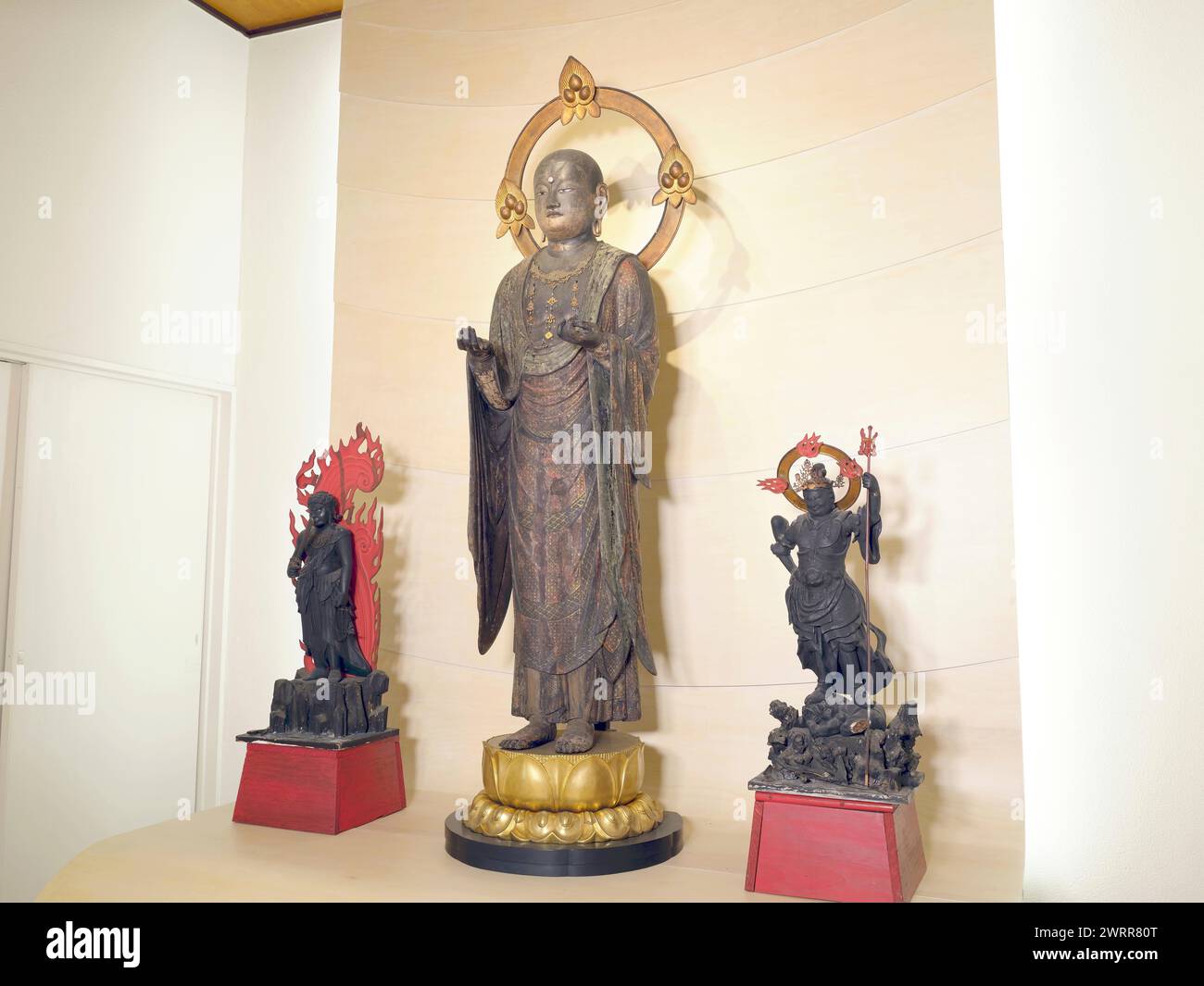A picture shows the Standing wooden statue of Jizo Bosatsu(Kshitigarbha ...