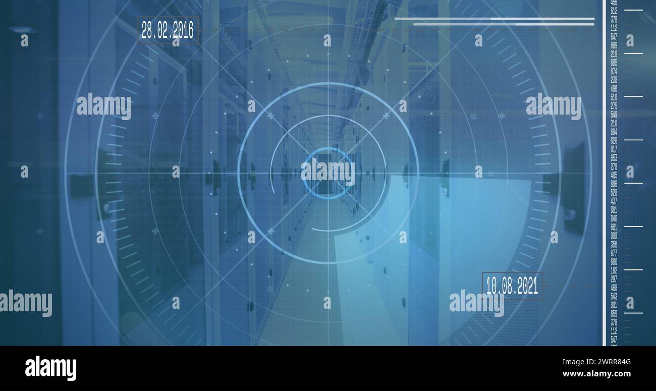Image of scope scanning and data processing over computer servers Stock Photo - Alamy