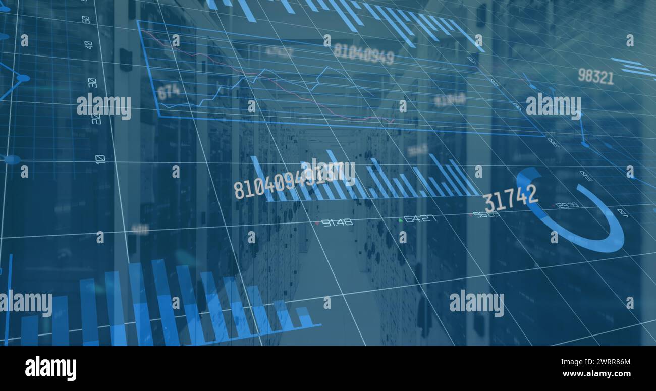 Image of data processing and graphs and charts on interface Stock Photo ...