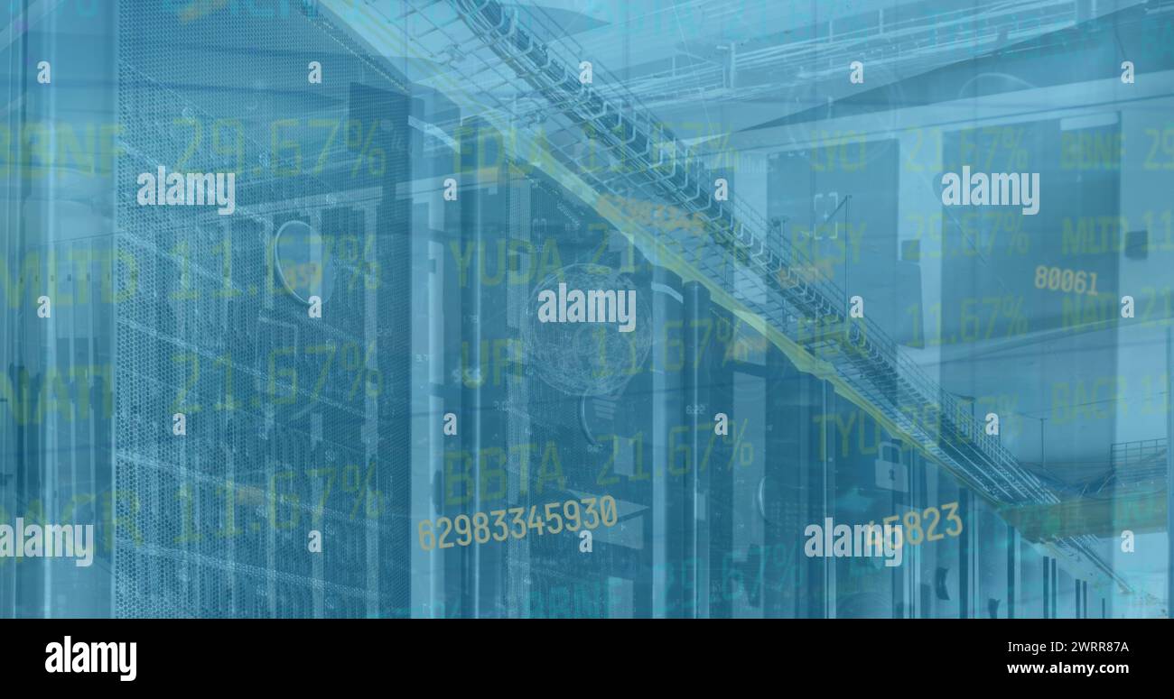 Image of graphs and charts on interface with data processing over ...