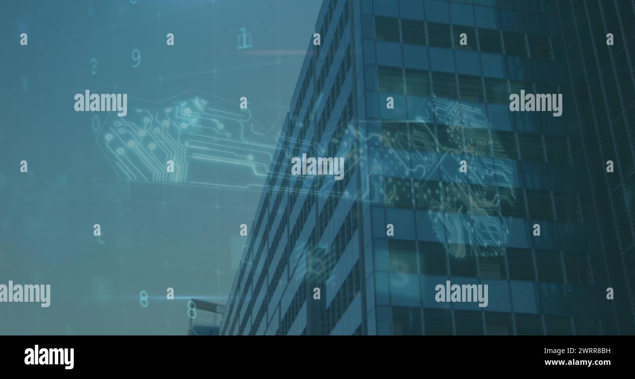 Image of cyber security over office buildings Stock Photo - Alamy