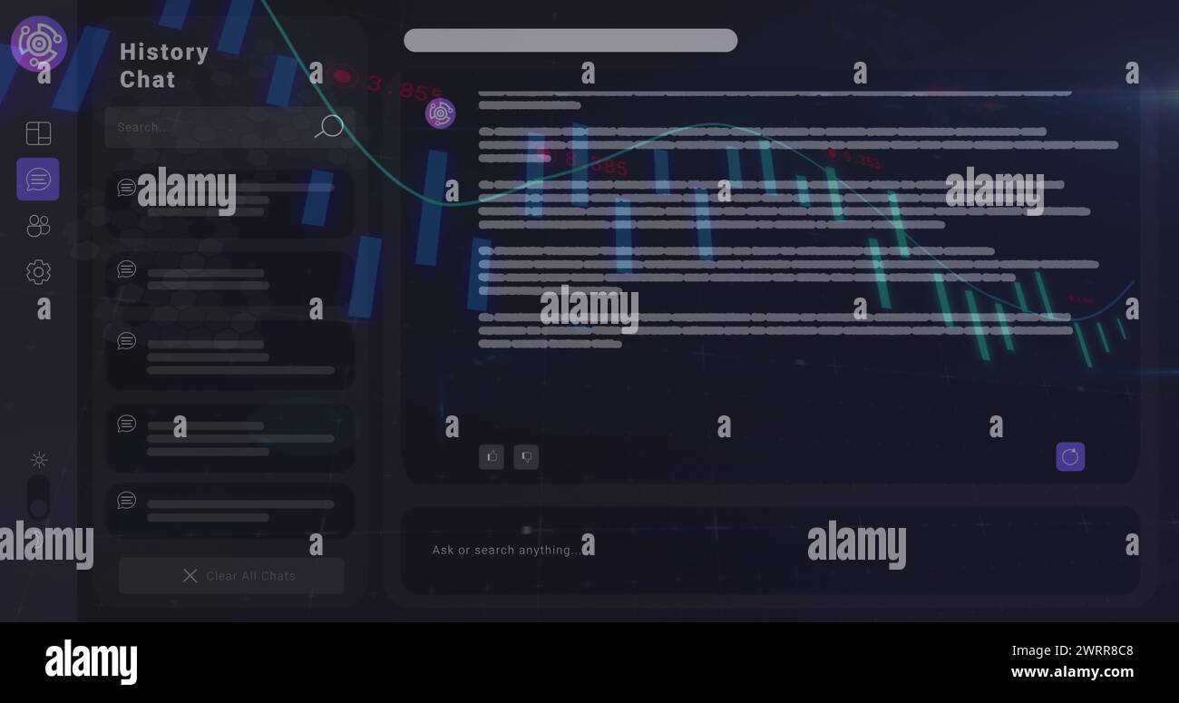 Image of diagram and ai chat on black background Stock Photo - Alamy