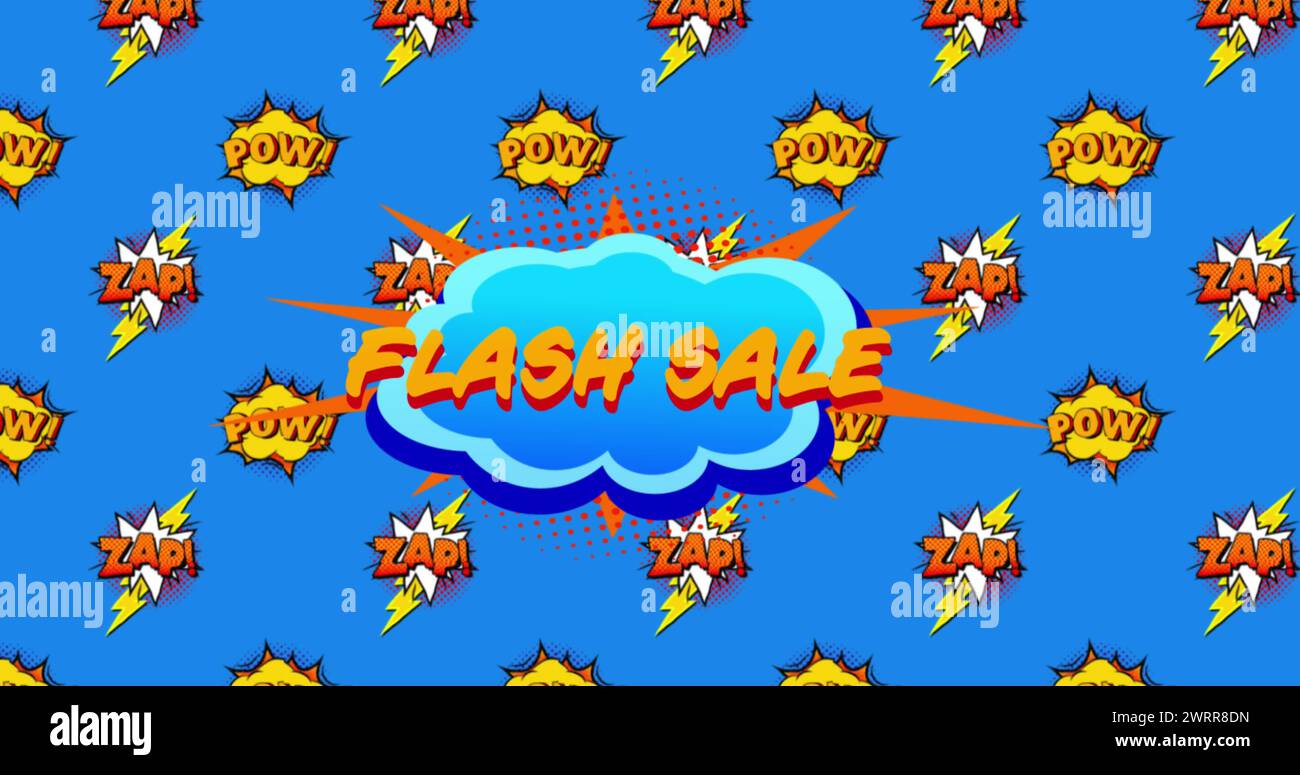 Image of yellow Flash Sale on speech bubble over the Pow! and Zap! text ...