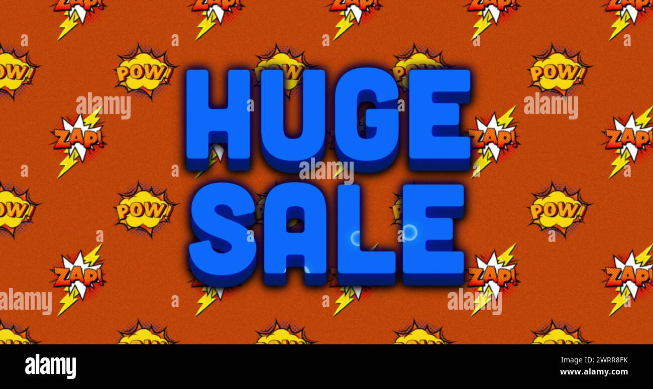 Image of blue Huge Sale with rainbow splash over the Pow! and Zap! text ...