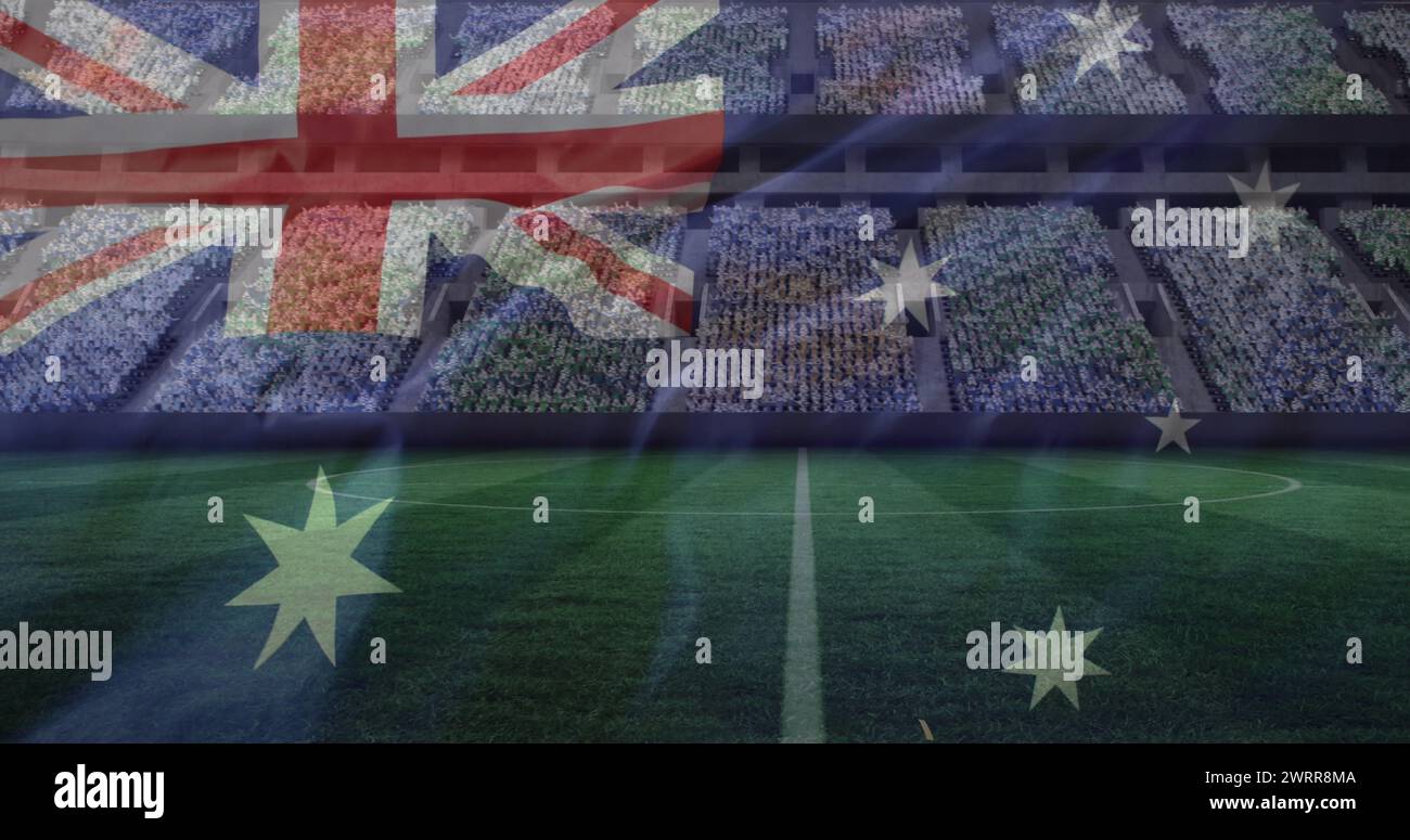 Image of sports stadium over flag of australia Stock Photo - Alamy