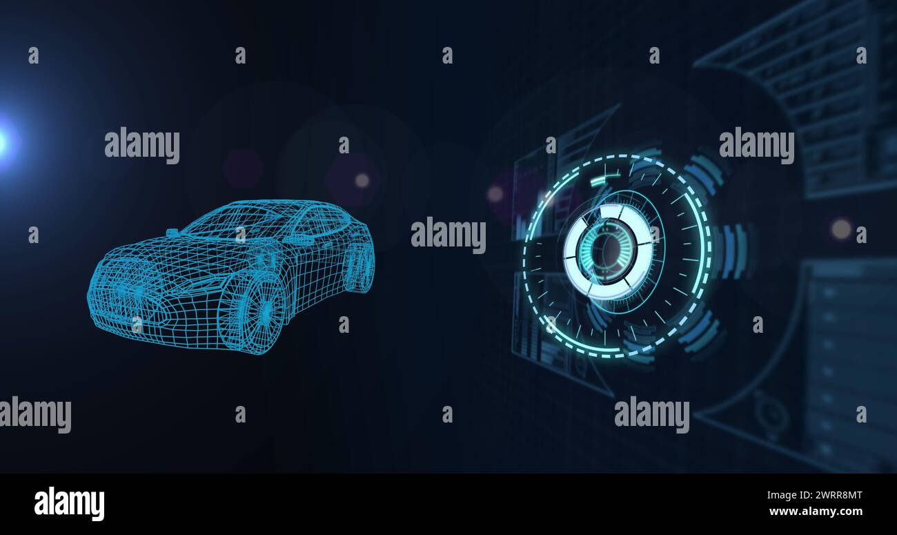 Image of 3d car drawing with scope scanning and data processing Stock Photo - Alamy