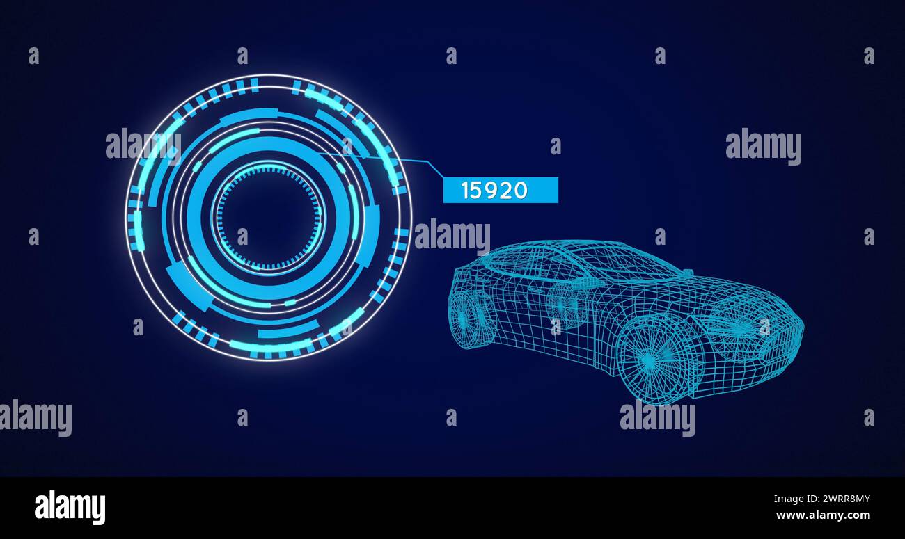 Image of 3d car drawing, scope scanning and data processing Stock Photo ...