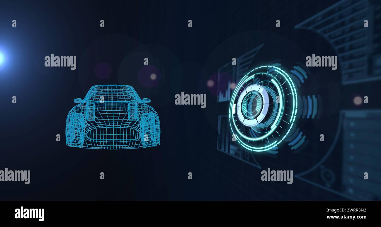 Image of 3d car drawing with scope scanning and data processing Stock ...