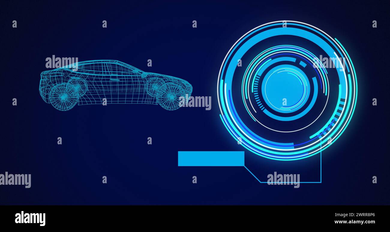 Image of 3d car drawing with scope scanning and data processing Stock ...