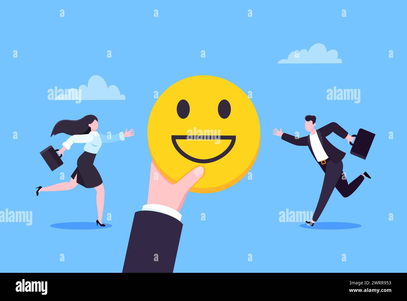 Employee wellbeing and positive emotions attitude business concept flat ...