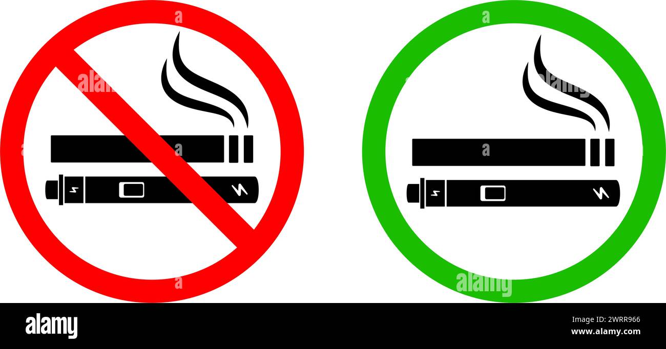 No smoking no vaping and smoking area sign set. Forbidden sign icon isolated on white background ...