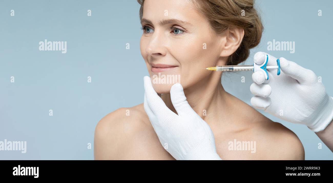 Skin tightening and face contour correction with beauty injections for ...