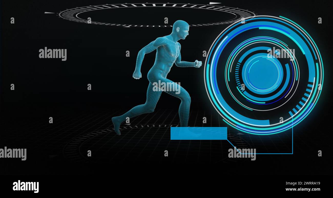 Image of human running with scope scanning and data processing Stock ...