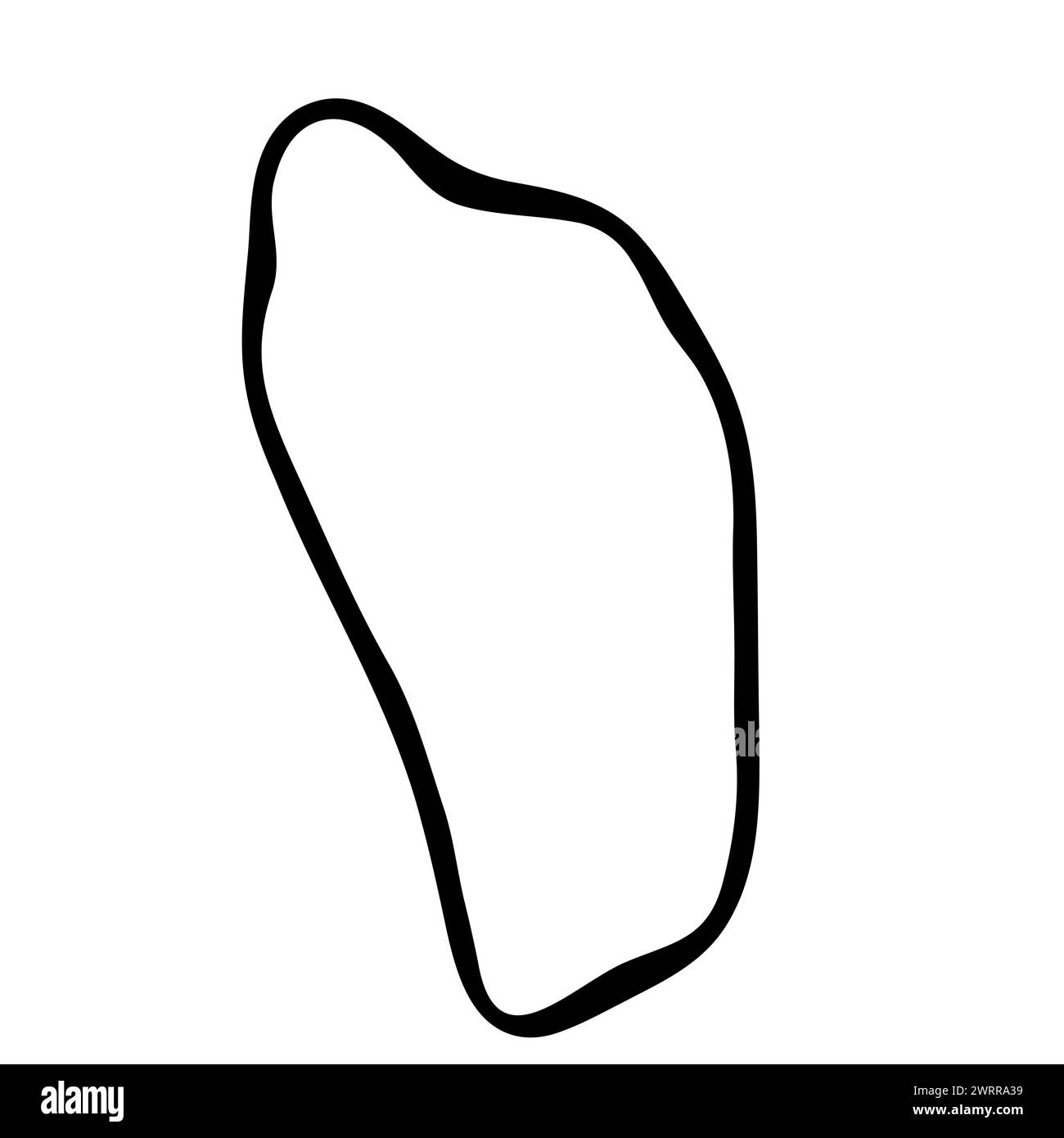 Dominica Country Simplified Map Black Ink Smooth Outline Contour On