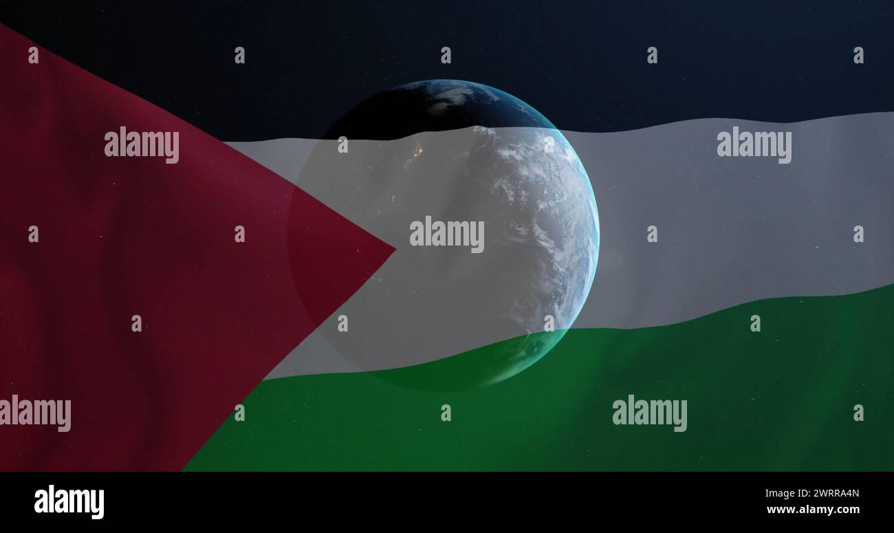Image of globe over flag of palestine Stock Photo - Alamy
