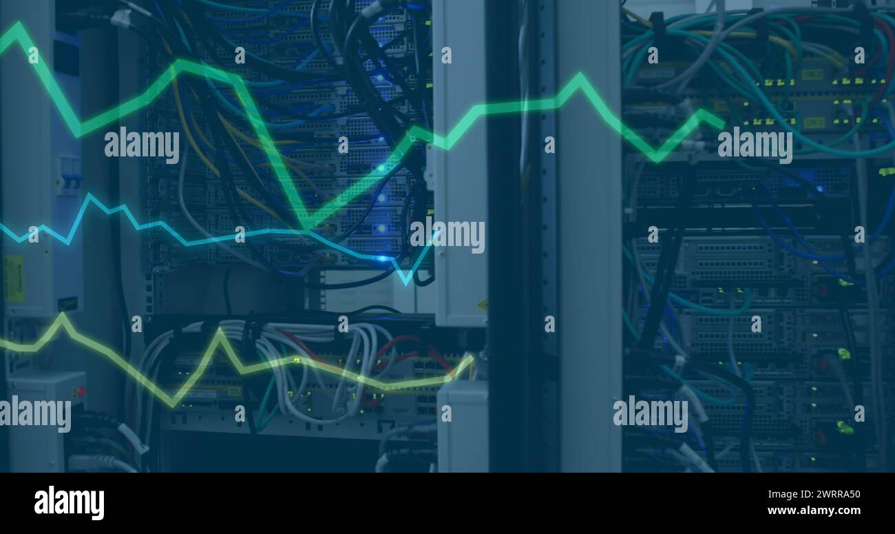 Image of financial data processing over server room Stock Photo - Alamy