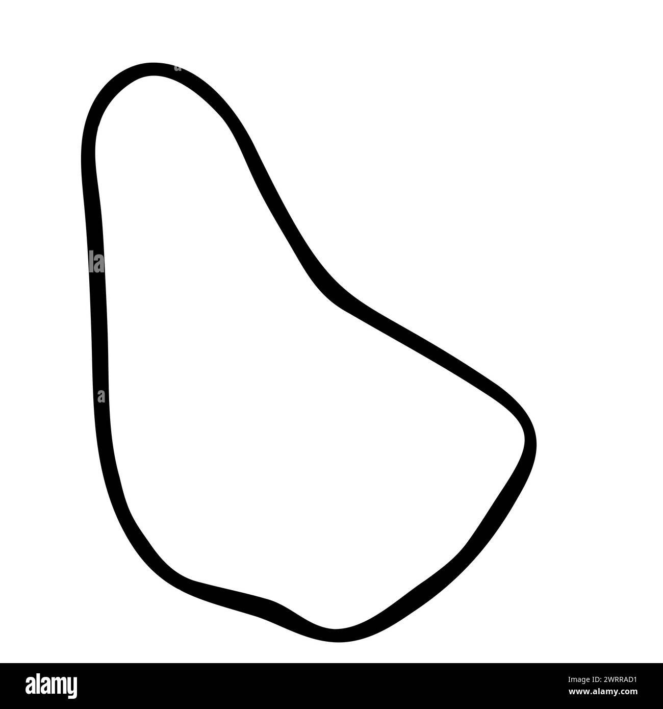 Barbados Country Simplified Map Black Ink Smooth Outline Contour On