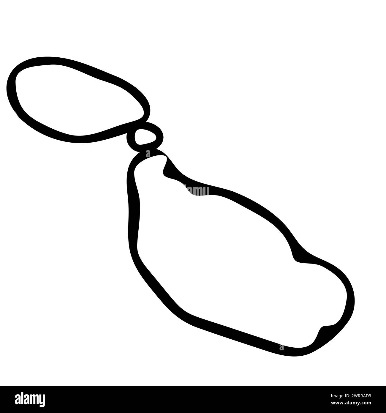 Malta country simplified map. Black ink smooth outline contour on white ...