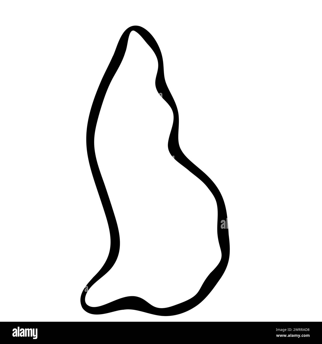 Liechtenstein Country Simplified Map Black Ink Smooth Outline Contour