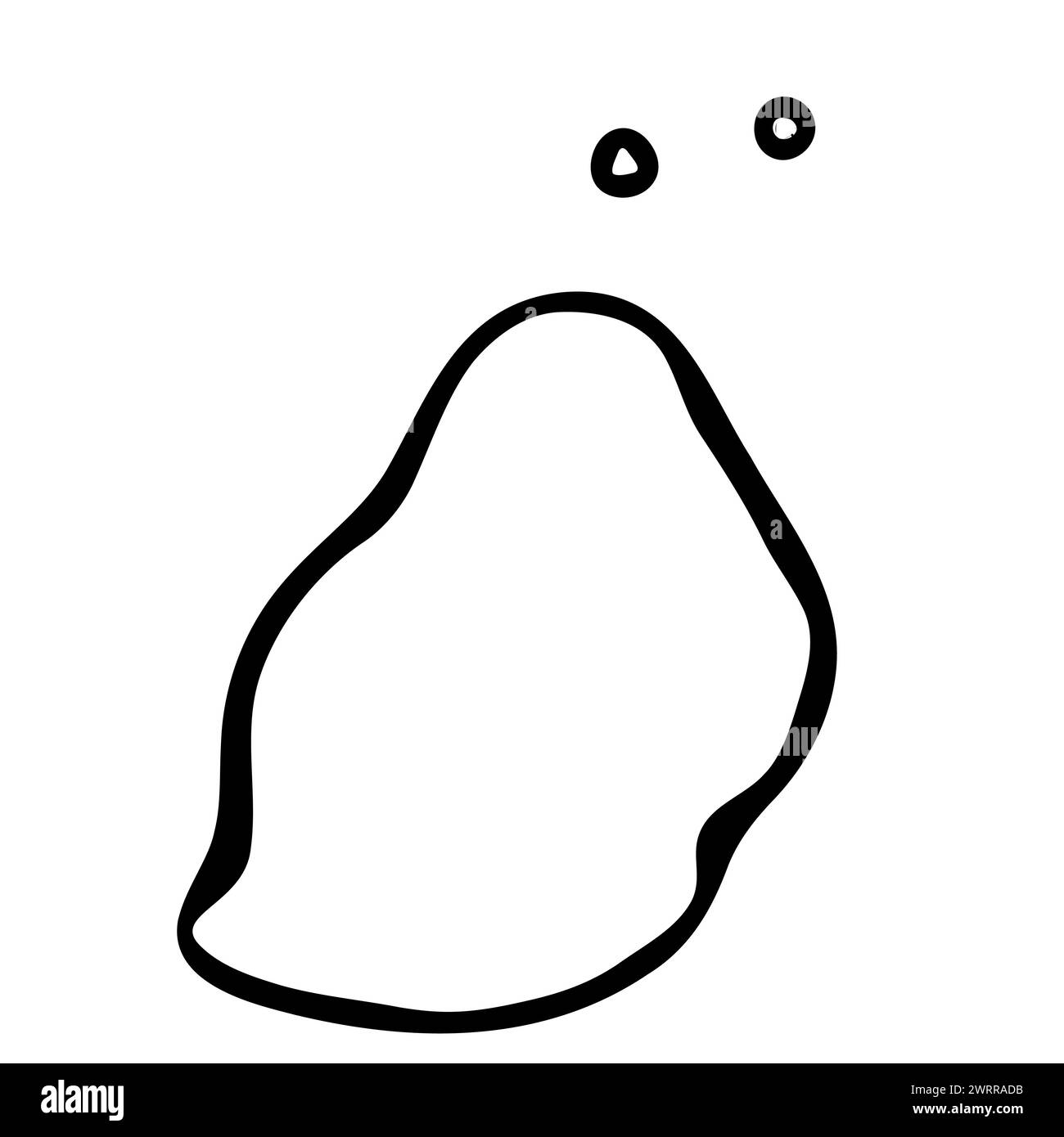 Mauritius country simplified map. Black ink smooth outline contour on ...