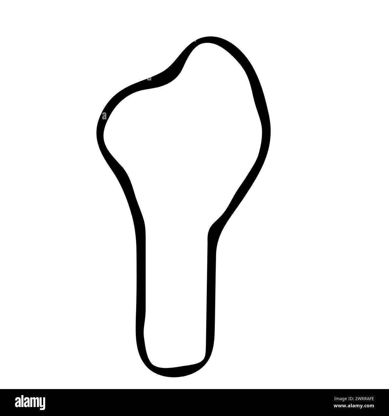 Benin country simplified map. Black ink smooth outline contour on white background. Simple ...