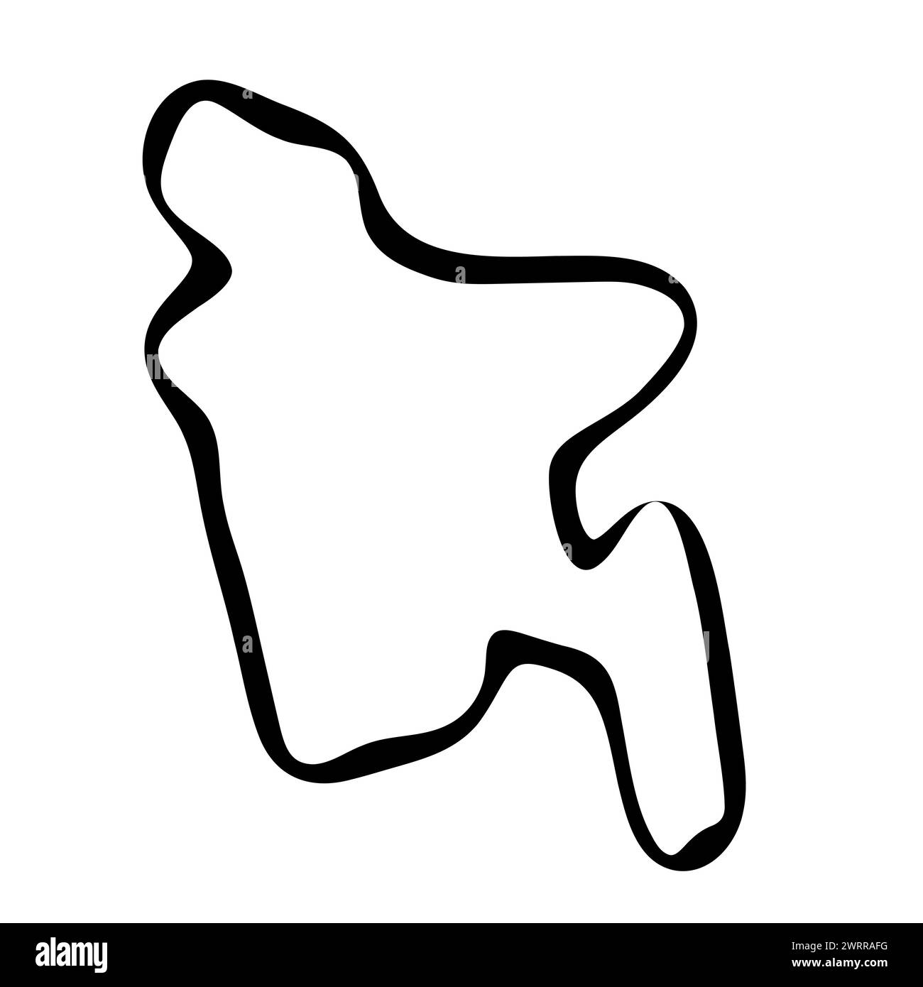Bangladesh country simplified map. Black ink smooth outline contour on ...