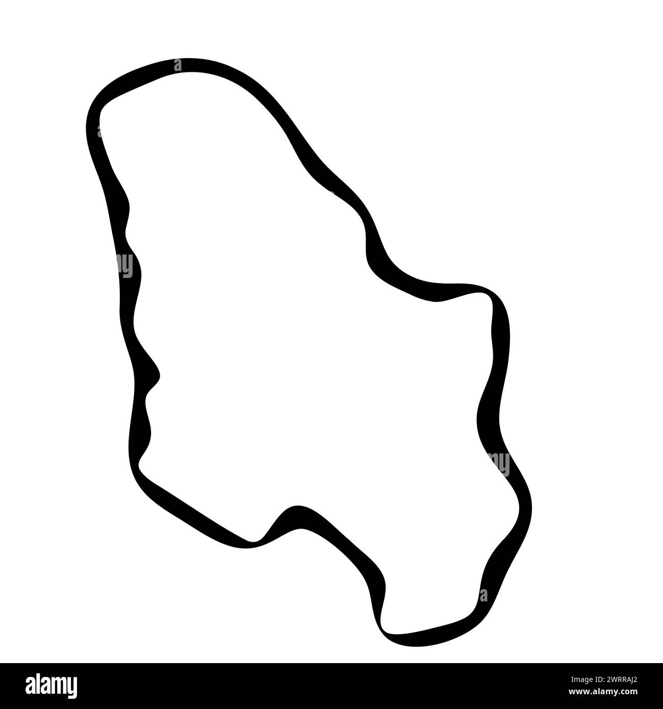 Serbia Country Simplified Map Black Ink Smooth Outline Contour On