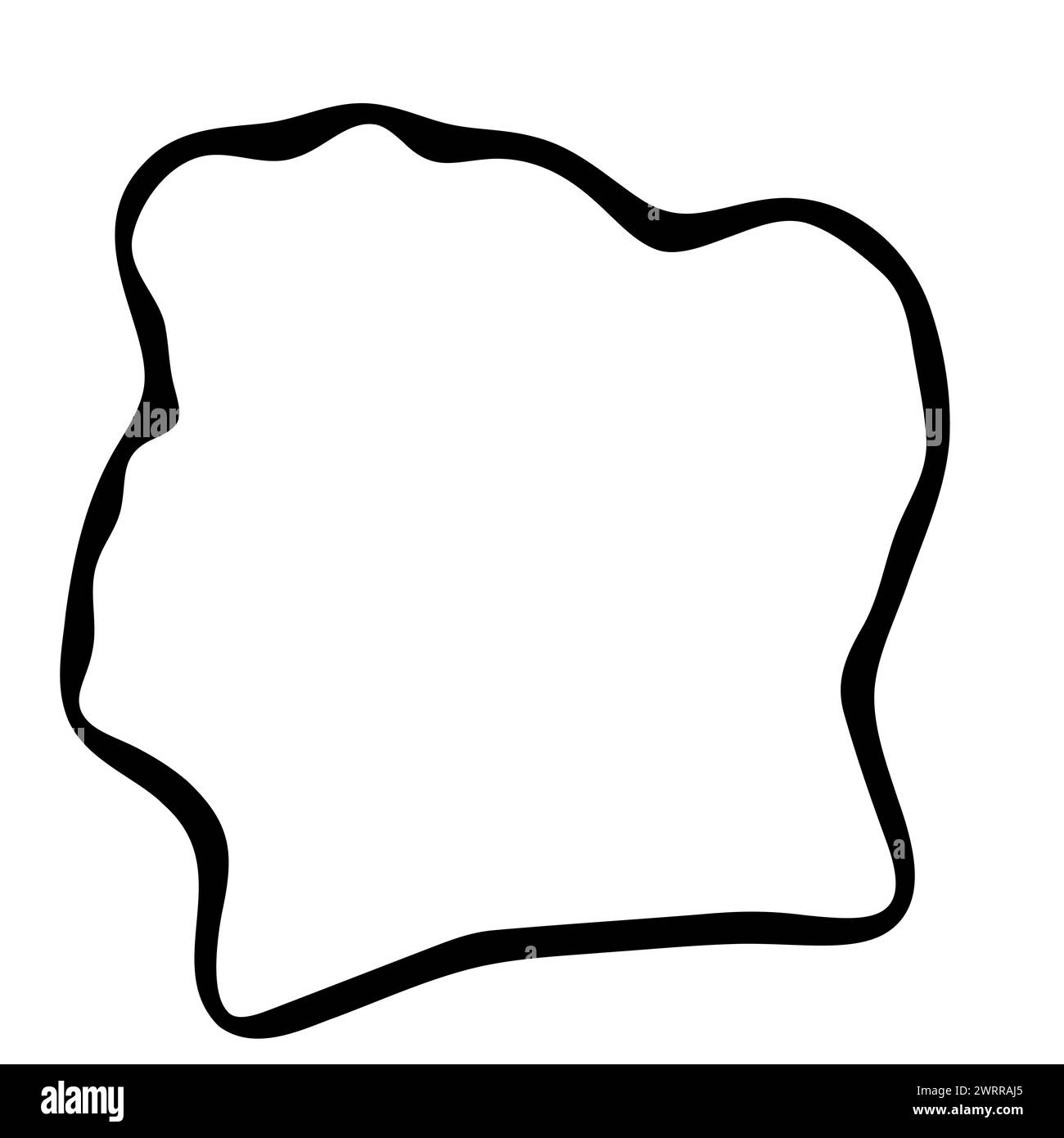 Ivory Coast Country Simplified Map Black Ink Smooth Outline Contour On
