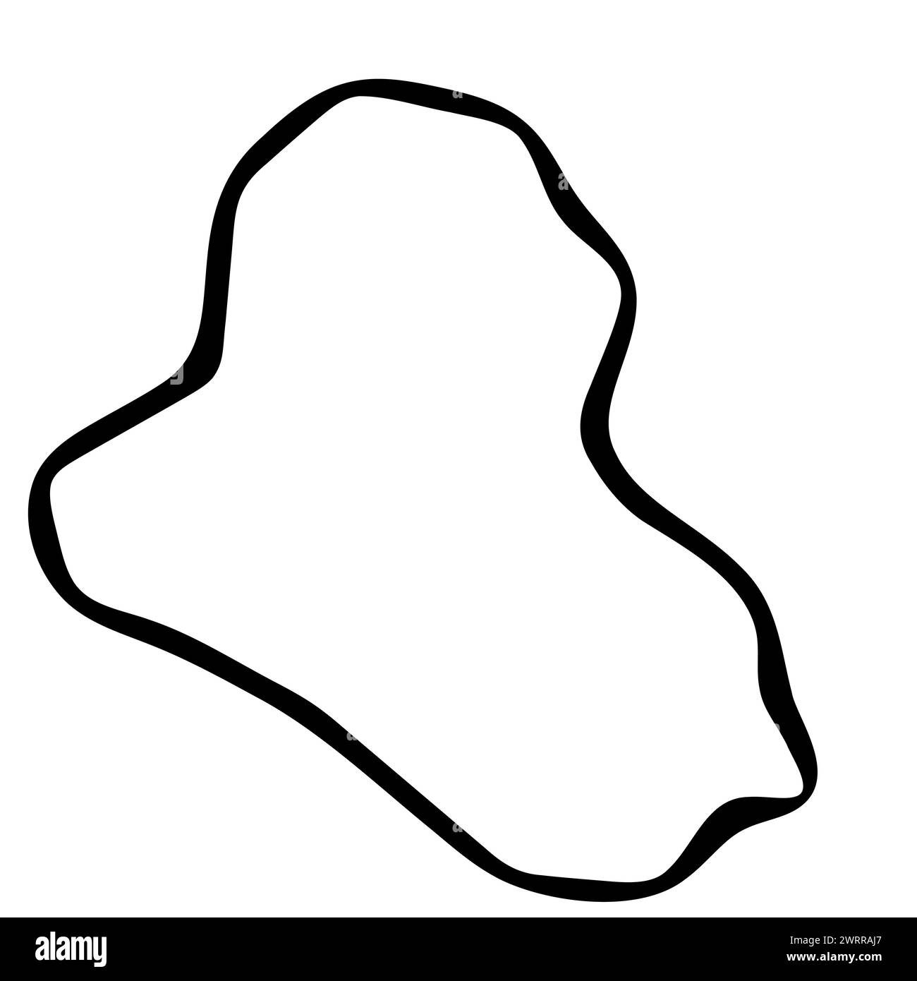 Iraq Country Simplified Map Black Ink Smooth Outline Contour On White