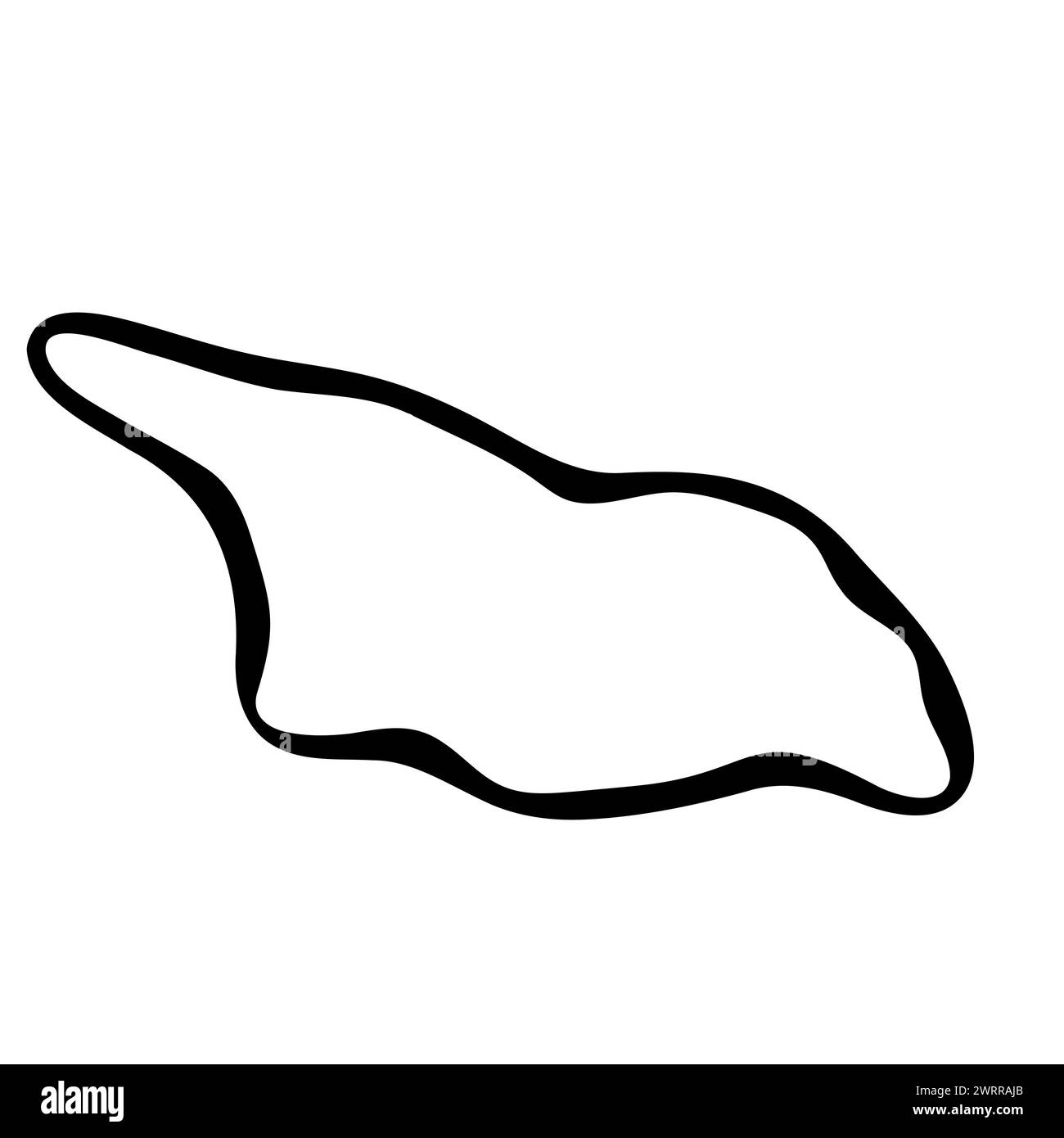 Georgia country simplified map. Black ink smooth outline contour on ...